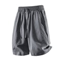 AGKIZG Solid Color MenSummer Beach Shorts Elastic Waist Straight Leg 5 ...