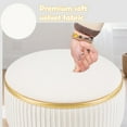 Adjustable Velvet Vanity Stool with Storage, 360° Swivel Round Ottoman ...