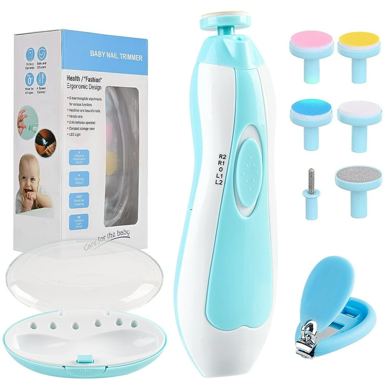 Silensys Baby Nail Trimmer Electric Baby Nail Clippers 6 in 1 Baby Nail File Nail File Baby Grooming Kit for Newborn Toddler or Adults Blue