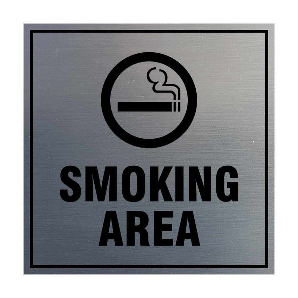 Square Smoking Area Sign (Brushed Silver) - Large - Walmart.com
