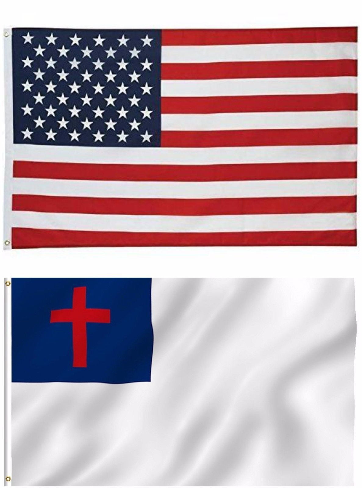 G128 - Wholesale LOT of 3' X 5' USA AMERICAN & Christian Religious Flag ...