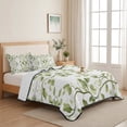 Twin Quilt Bedding Set Garden Plant Leaves Breathable Summer Cooling ...