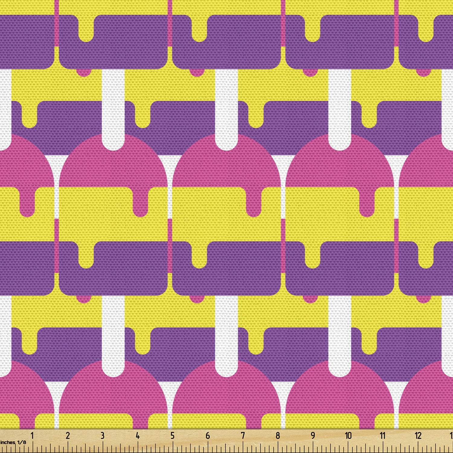 Ice Cream Fabric by the Yard, Melting Ice Lollies on Sticks Refreshing ...
