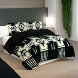 Queen Size Southwestern Comforter Set - 3 Piece Black and White ...