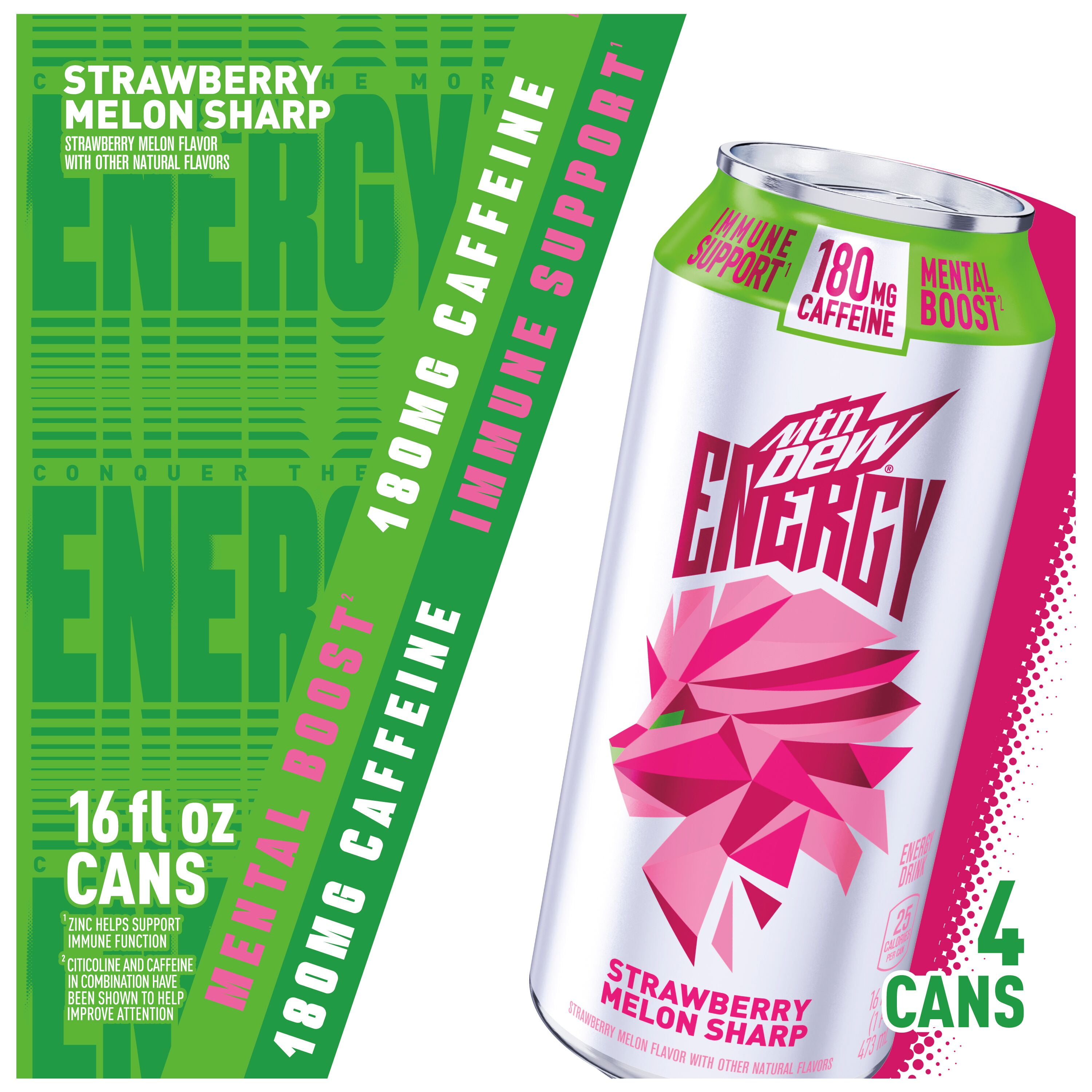 Mtn Dew Energy Drink Strawberry Melon Sharp, 16 fl Nepal | Ubuy