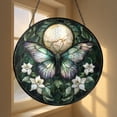 Moon Moth Inspired Stained Glass Suncatcher – Moonlight Floral Window ...