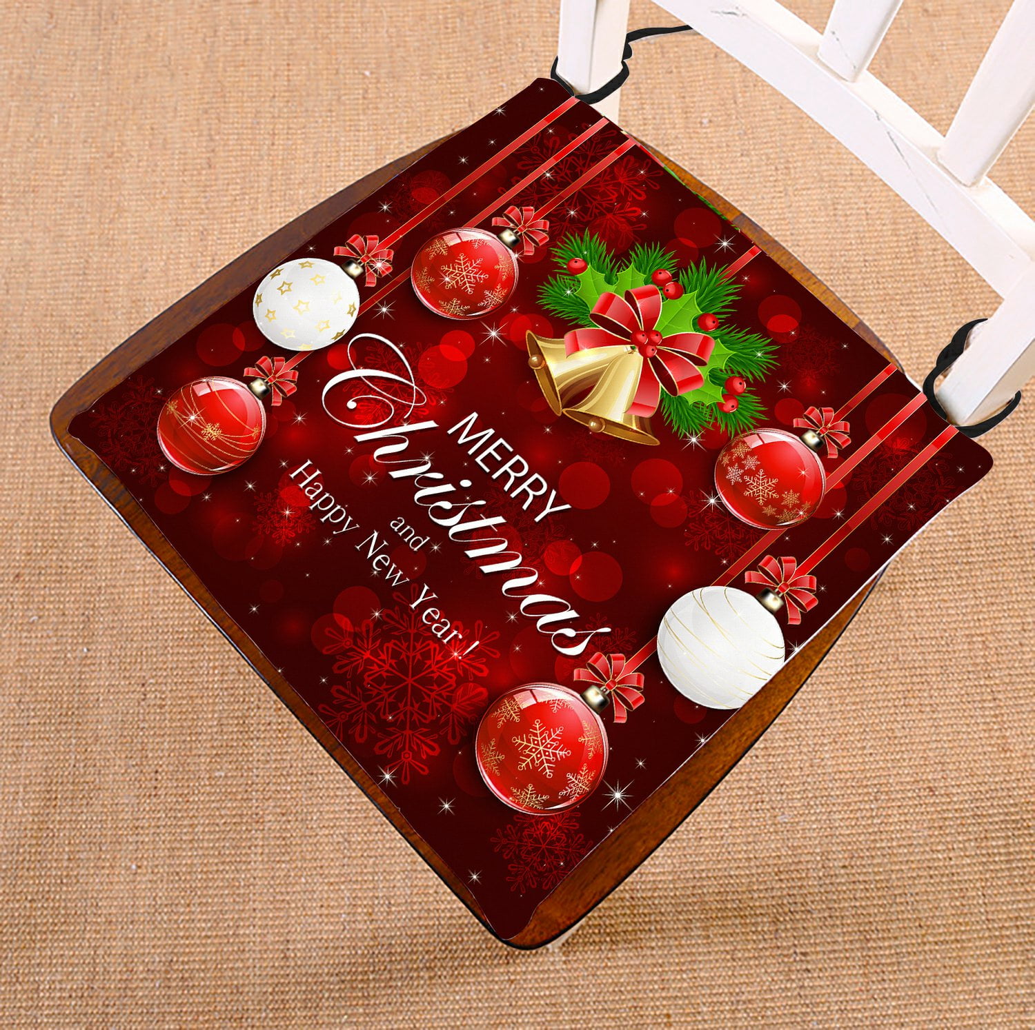 PHFZK Merry Christmas Chair Pad, Red sparkle background with snowflakes ...
