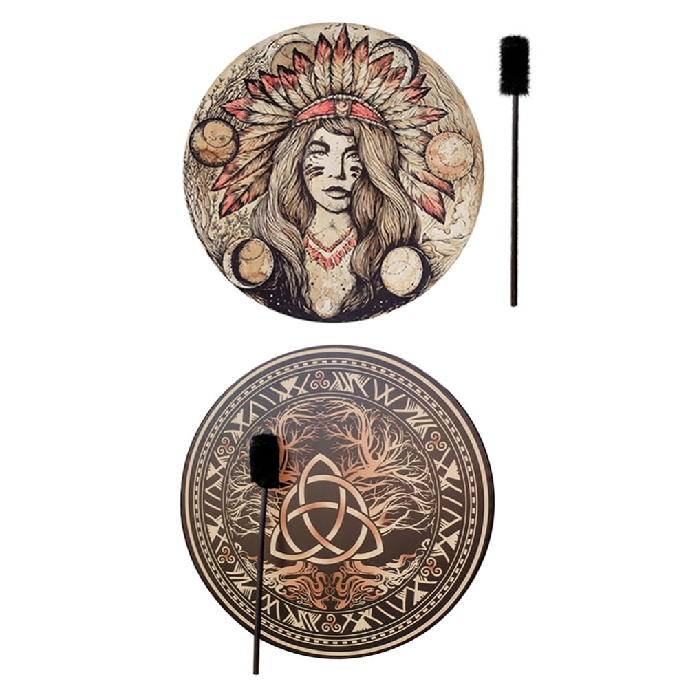 2PCS Shaman Drum Sound Healing Tool,Shaman Drum for Chakra Balancing ...