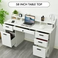 DreamCurship 58" Executive Desk with 6 Drawers, White Computer Desk ...
