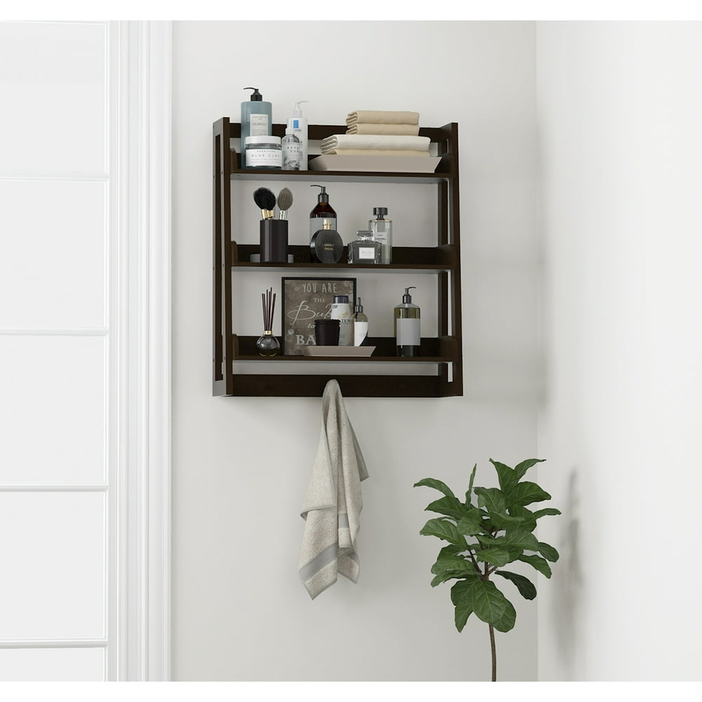 Spirich 3 Tier Bathroom Shelf Wall Mounted With Towel Hooks Bathroom