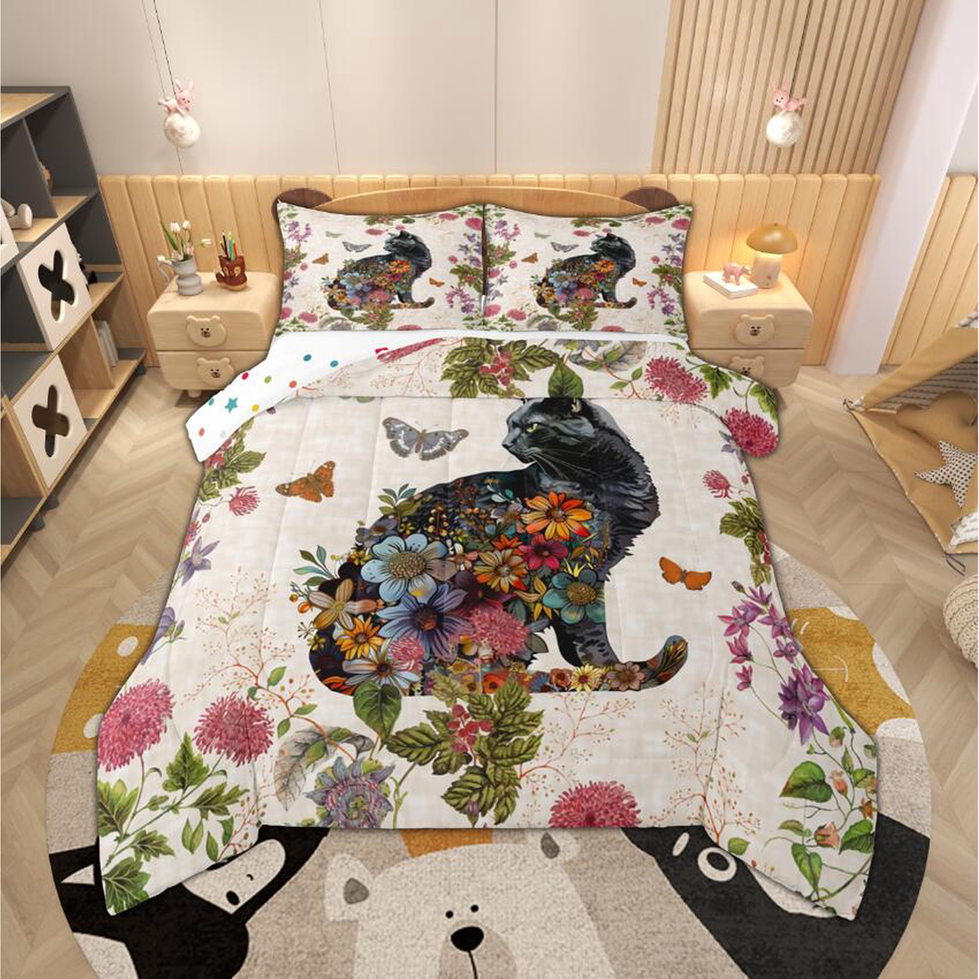 Click here for Manfei Boho Black Cat Queen Comforter Set  Vintage... prices