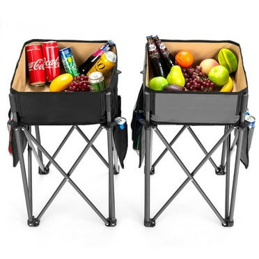 Costway 2 PCS Folding Camping Tables w/ Large Capacity Storage Sink for ...