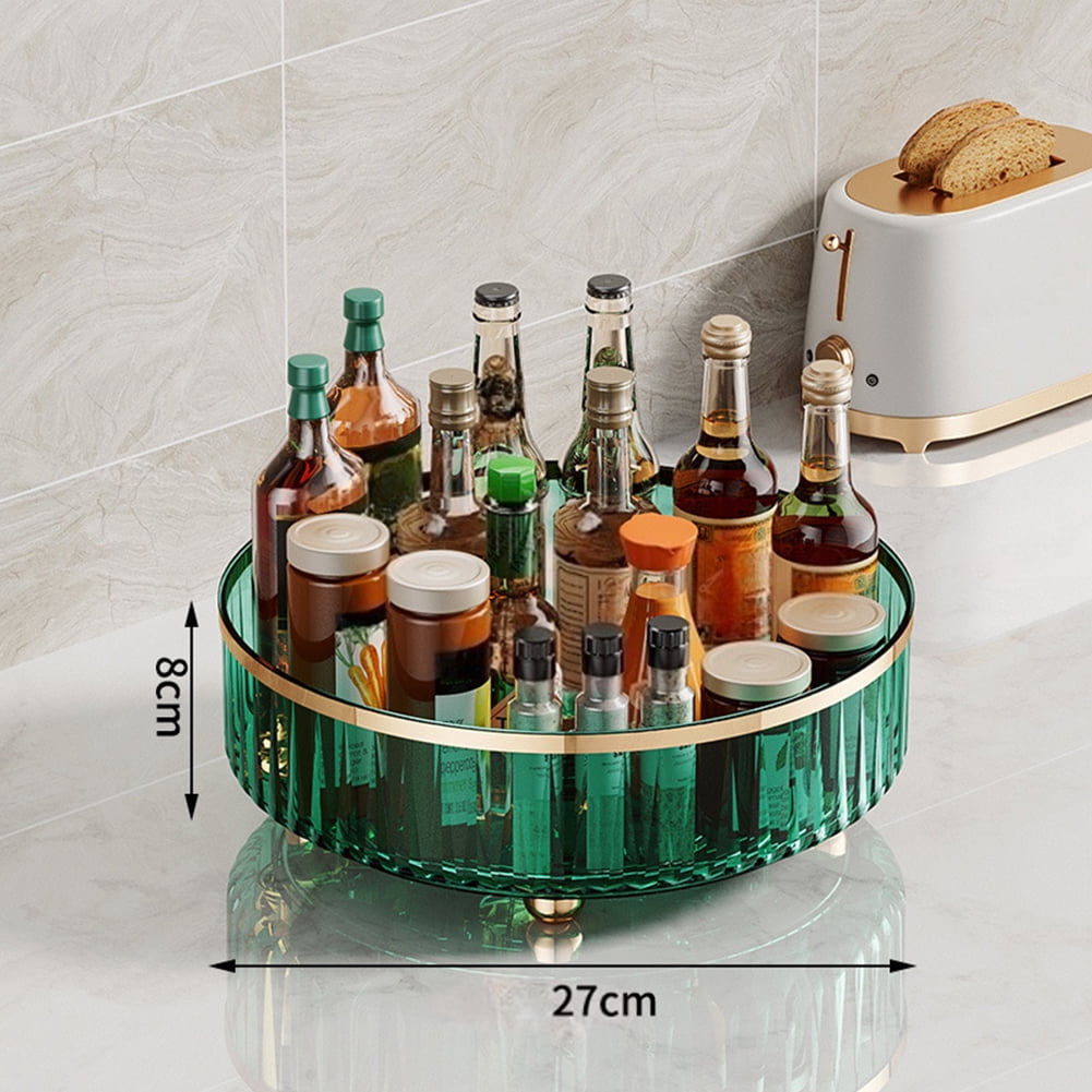Kitchen Transparent Rotating Storage Rack Organizer 360 Degree Rotating ...
