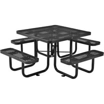 Global Industrial 46" Expanded Metal Square Picnic Table, Black ...
