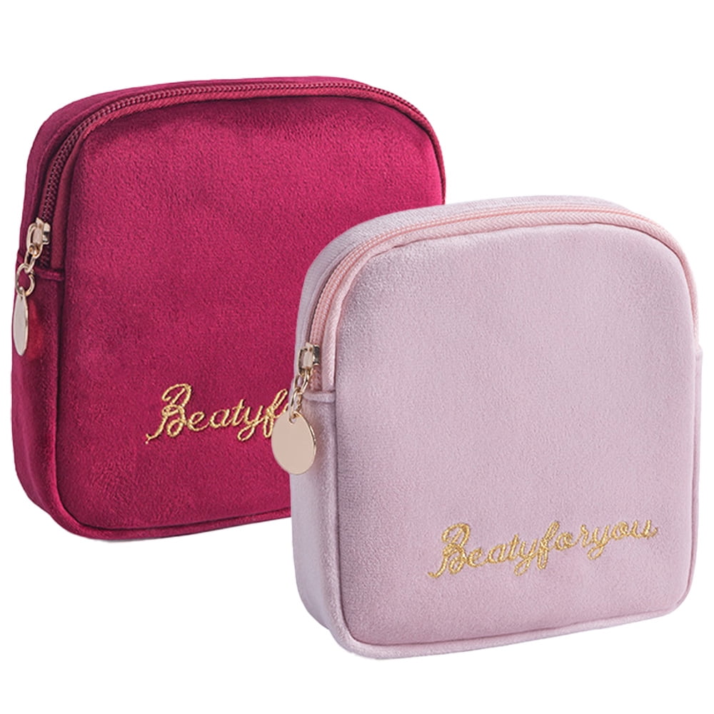 2 Pieces Tampon organizer bag Plush cloth organizer bag Portable tampon ...
