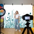 10x8ft Photo Backdrop, Teal Spring Floral Soft Polyester Backdrop ...