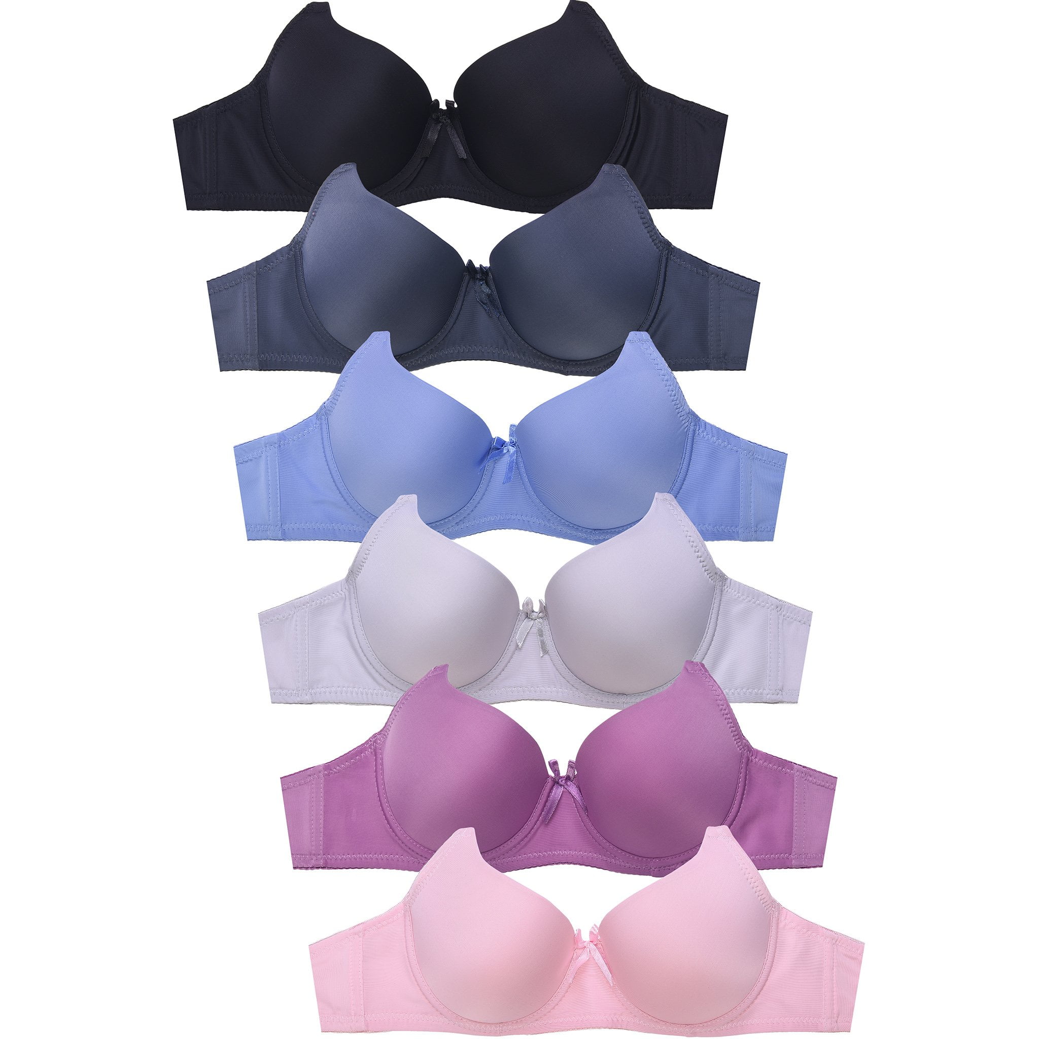 247 Frenzy Women's Essentials Sofra PACK OF 6 Full Coverage Solid Bras ...