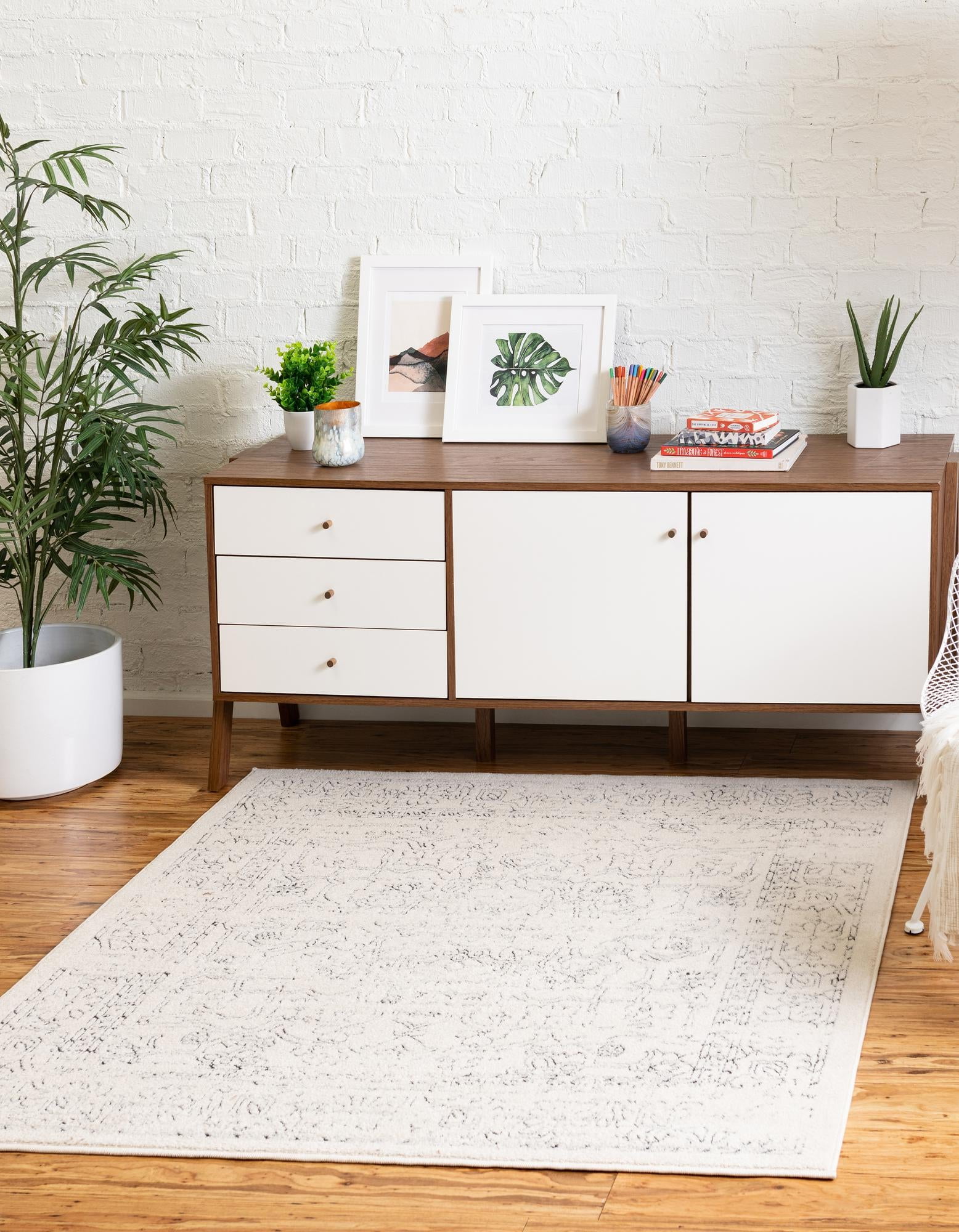 Unique Loom Adjani Isabella Rug White/Blue 5' 1" Square Textured ...