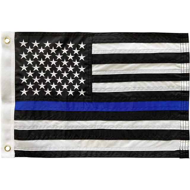 Thin Blue Line Flags 12x18 Outdoor Made in USA - Embroidered Stars ...