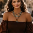 Western Necklaces Boho Layered Charm Necklace for Women Turquoise ...