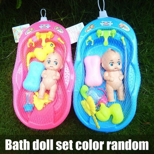 Baby Doll Bathtub Set Toy Soap Milk Bottle Shower Duckling Comb Kit ...