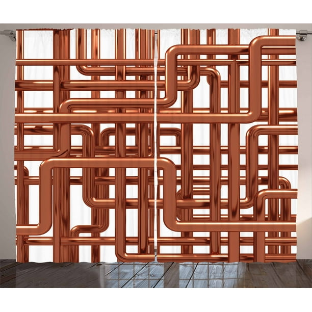 Copper Decor Curtains 2 Panels Set, Knot of Copper Pipes Complex ...