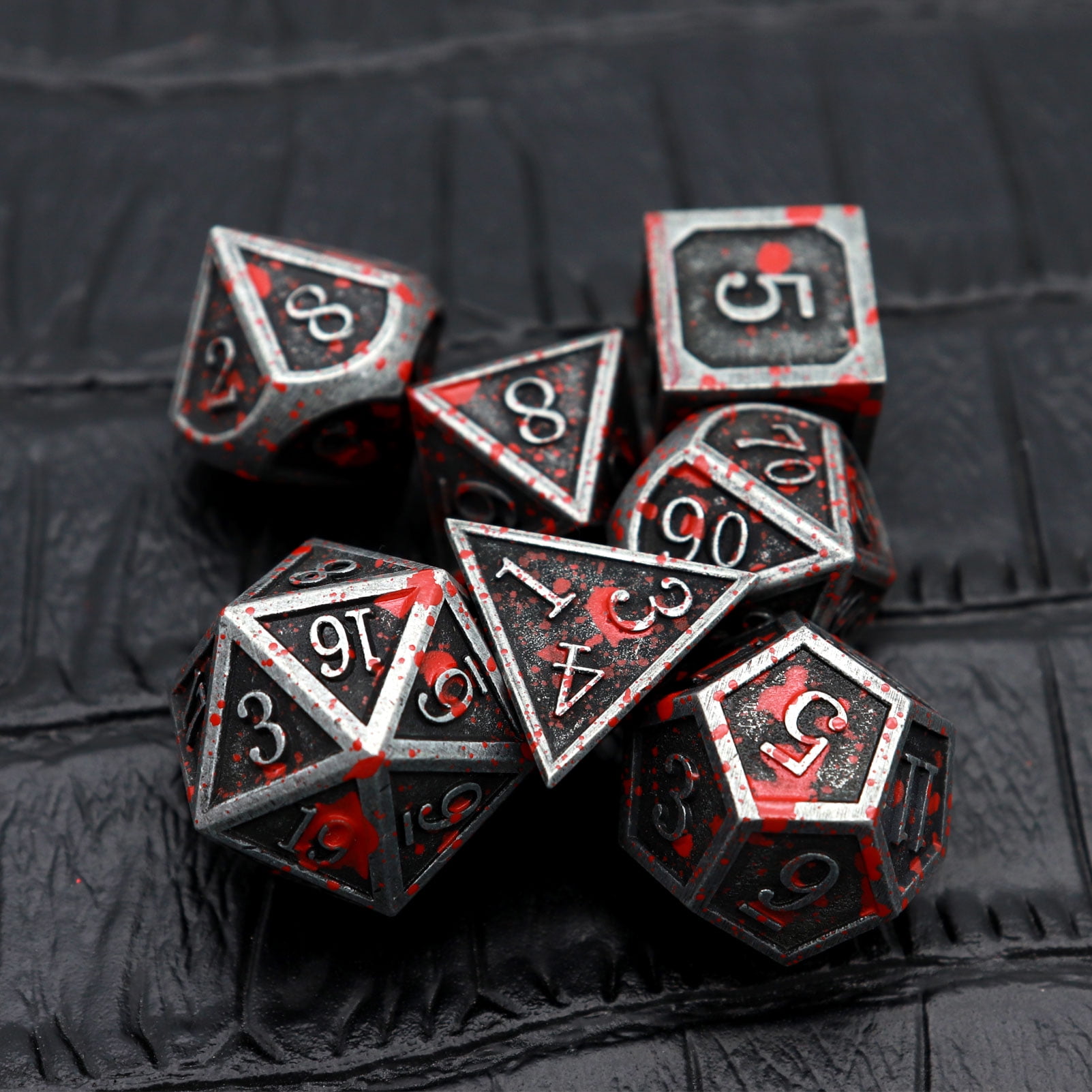 Buy Haxtec Bloodstained Metal DND Dice Set D&D D D Dice With Leather ...