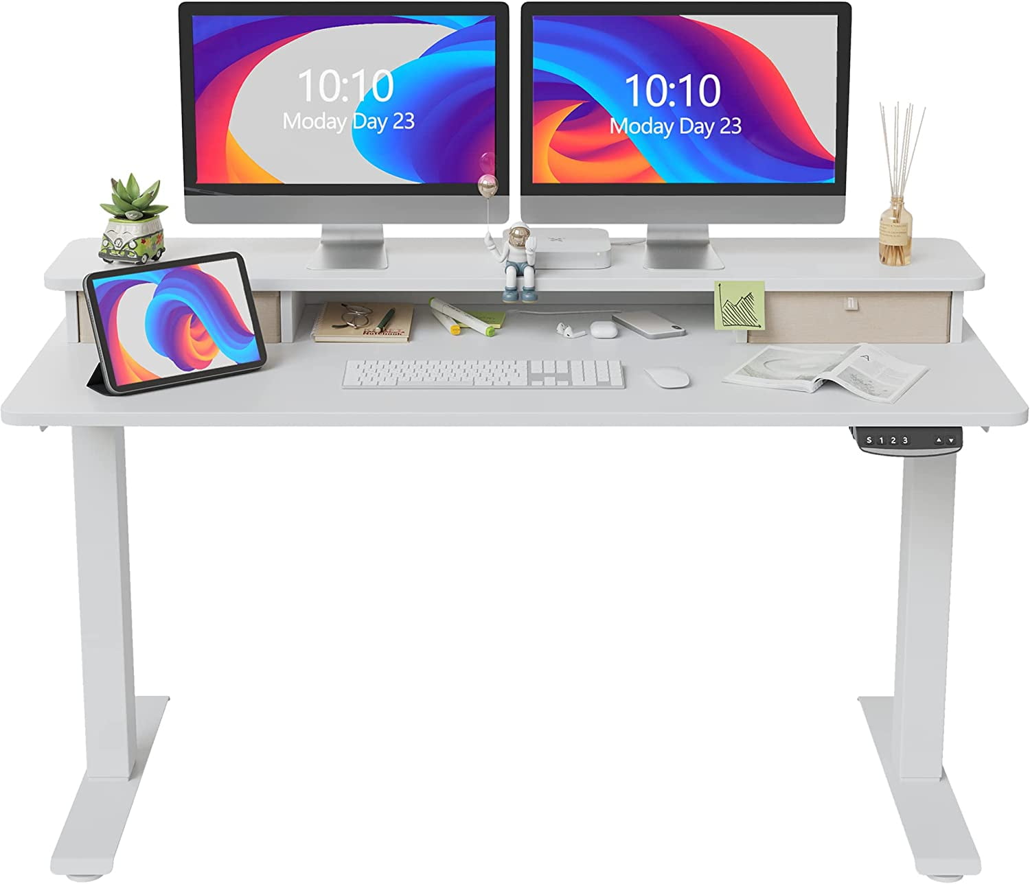 FEZIBO 55 x 24 Inch Height Adjustable Electric Standing Desk with ...