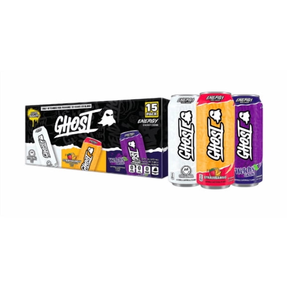 GHOST Zero Sugar Energy Drink, Natural Caffeine, Strawbango Flavor, 16 ...