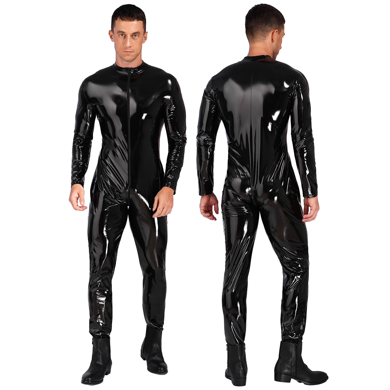 Click here for Tiaobug Mens Wet Look Patent Leather Leotard Bodys... prices