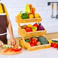 UPTRUST 3-Tier Bamboo Fruit Basket for Kitchen Counter, Vegetable and ...