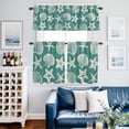 Aqua Coastal Kitchen Curtains Set for Windows, Starfish Shell Ocean ...