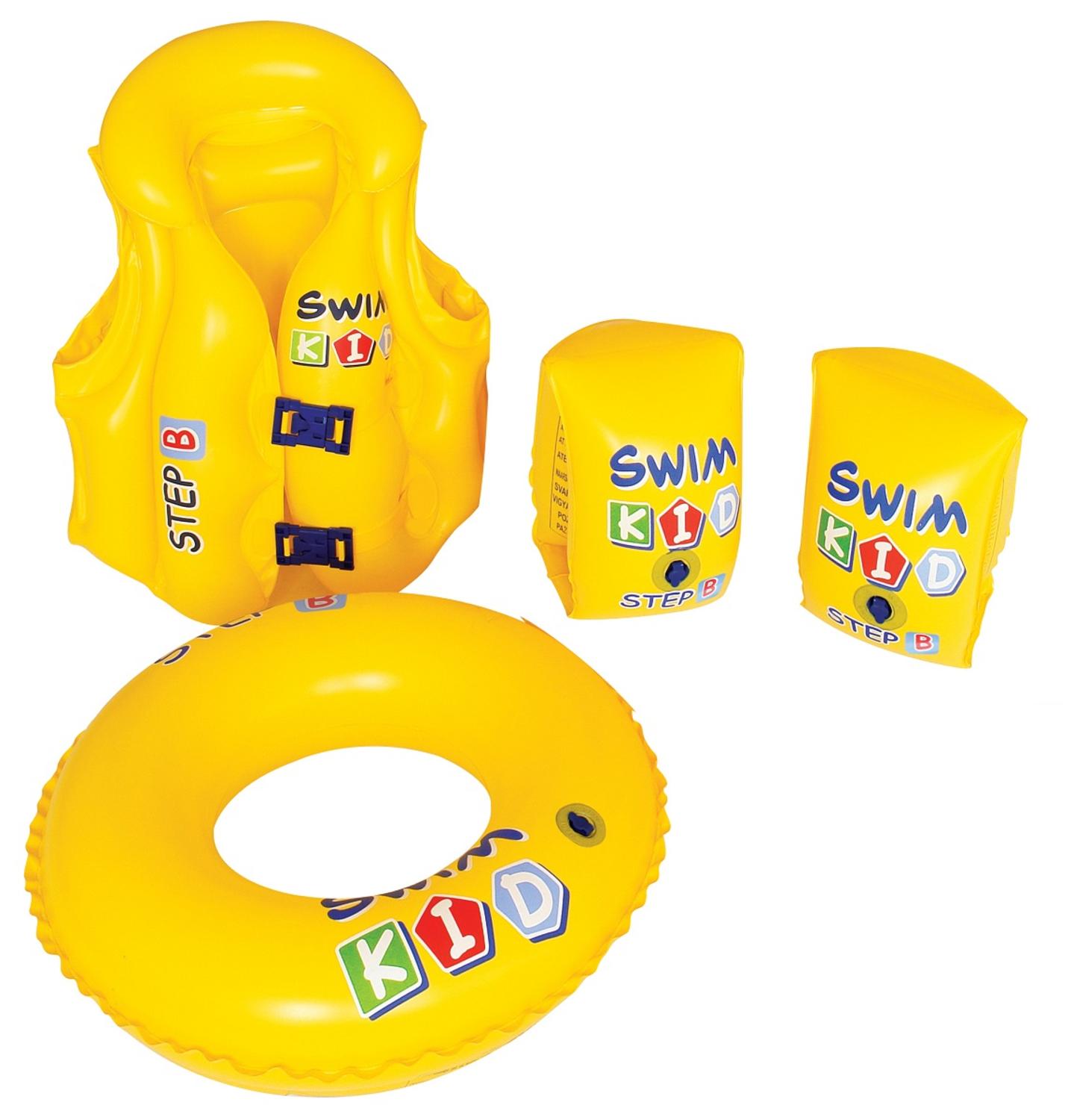 4-Piece Inflatable Yellow Swim Kid Children's Swimming Pool Float ...