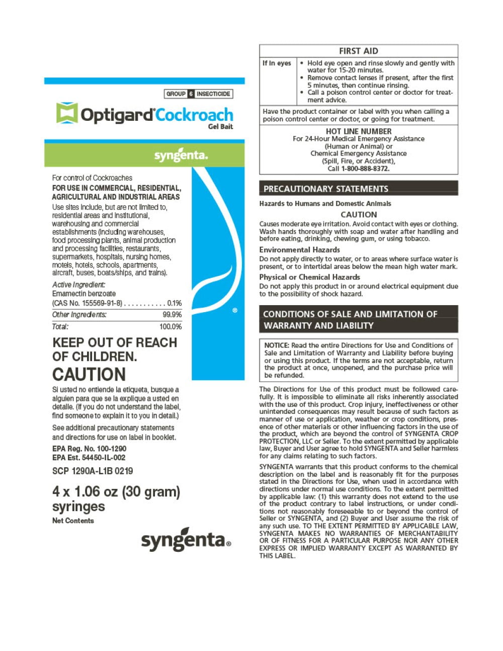 Syngenta Optigard Cockroach Gel Bait - Fast Roach Guam | Ubuy