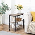 End Table, Simple Rustic Side Table with Storage Shelf, Narrow ...