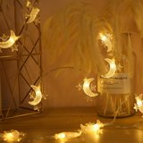 LED Star Moon String Lights 5.24 FT Fairy Christmas Lights Battery ...