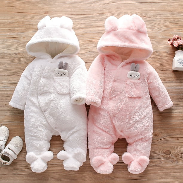 PatPat Baby Solid Fleece Rabbit Hooded Jumpsuit - Walmart.com