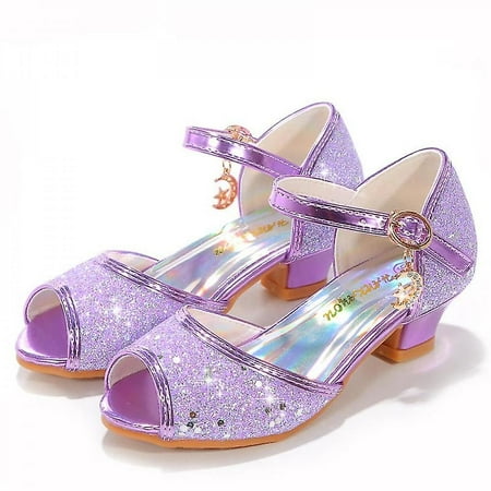 Kids Leather Shoes For Girls Princess Glitter Children High Heel Girls ...