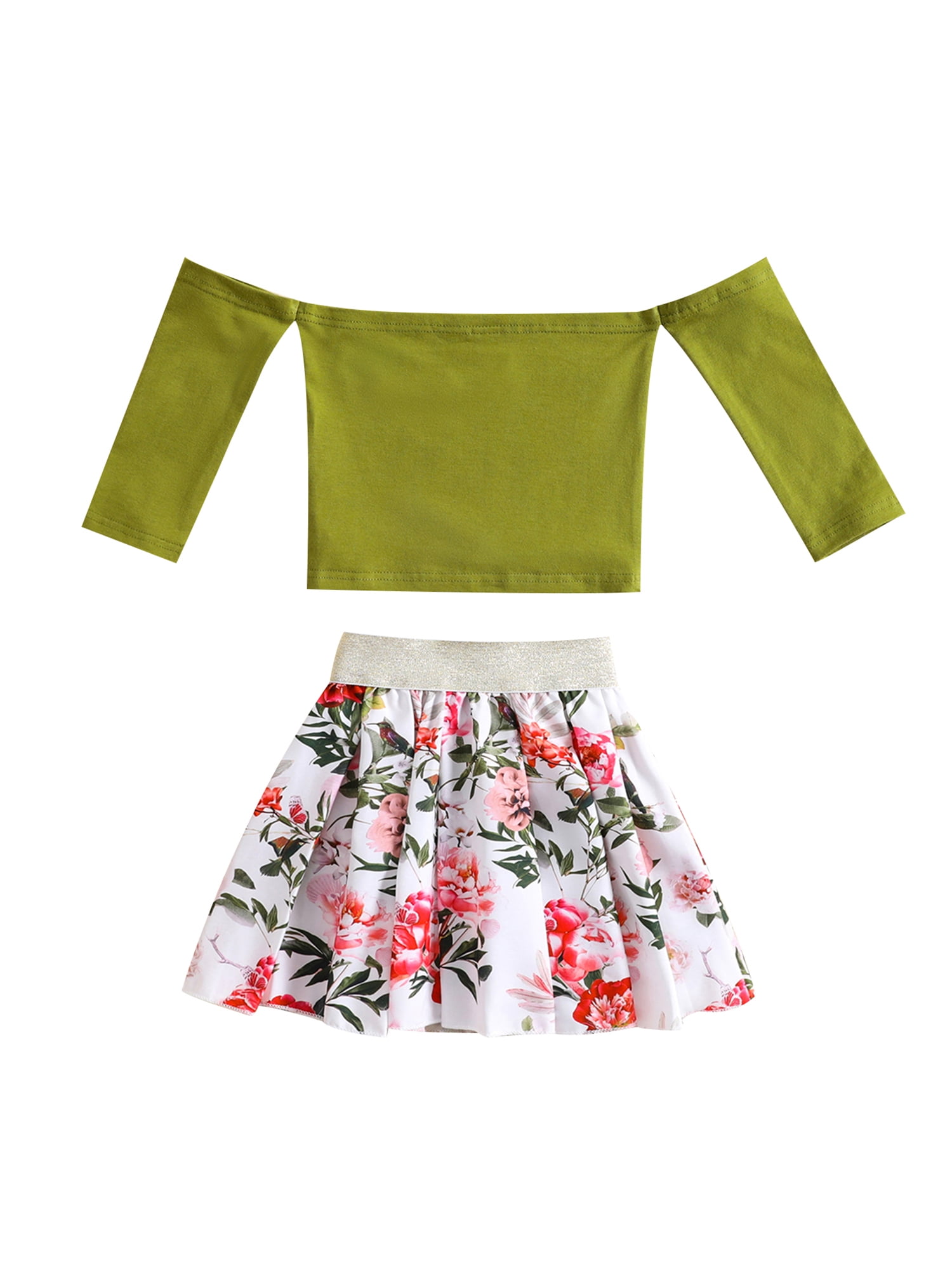 Bagilaanoe 2Pcs Little Girls Skirt Set Letters Long Sleeve Tops ...