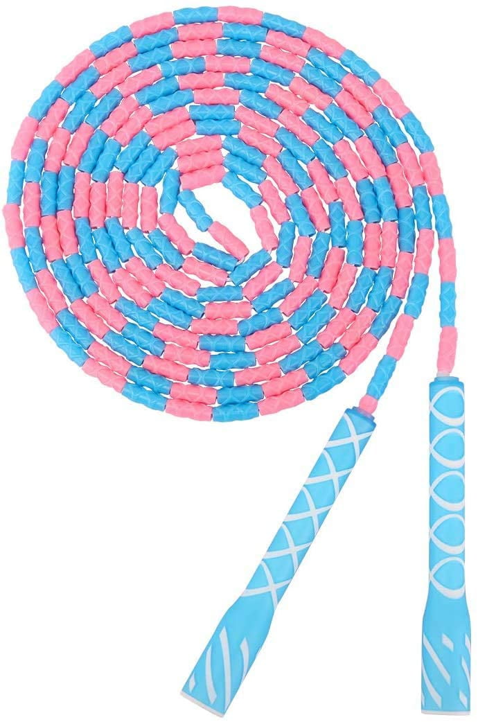 16ft Kids, Soft Beaded Skipping Rope Adjustable Free Segmented Tangle ...