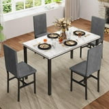 Lamerge Dining Table Set for 4, Modern Kitchen Table and Chairs Set of ...