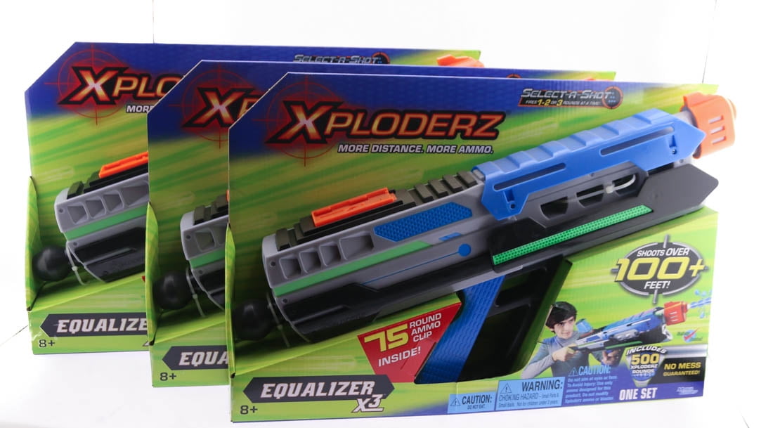3 QTY Xploderz Equalizer X3 Toy Guns Soft Pellet Shooter + 500rds Ammo ...