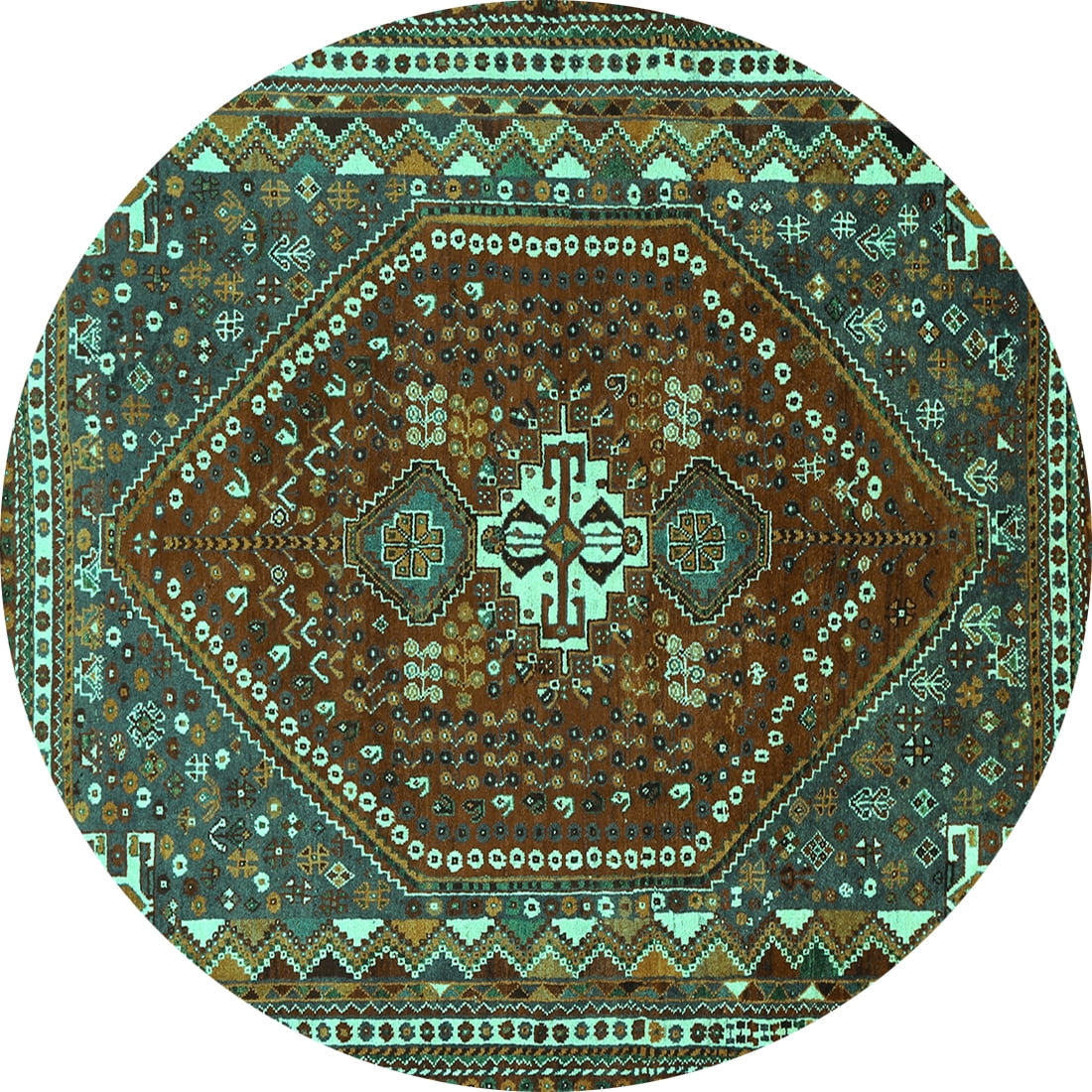 Ahgly Company Indoor Round Persian Turquoise Blue Traditional Area Rugs ...