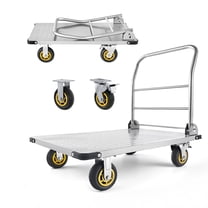 Platform Truck Cart, 2100 lb Heavy-Duty Steel Flatbed Push Cart with ...