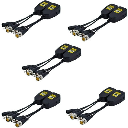 5 Pairs 8MP/4K Passive HD BNC Video Power Audio Balun Transceiver ...
