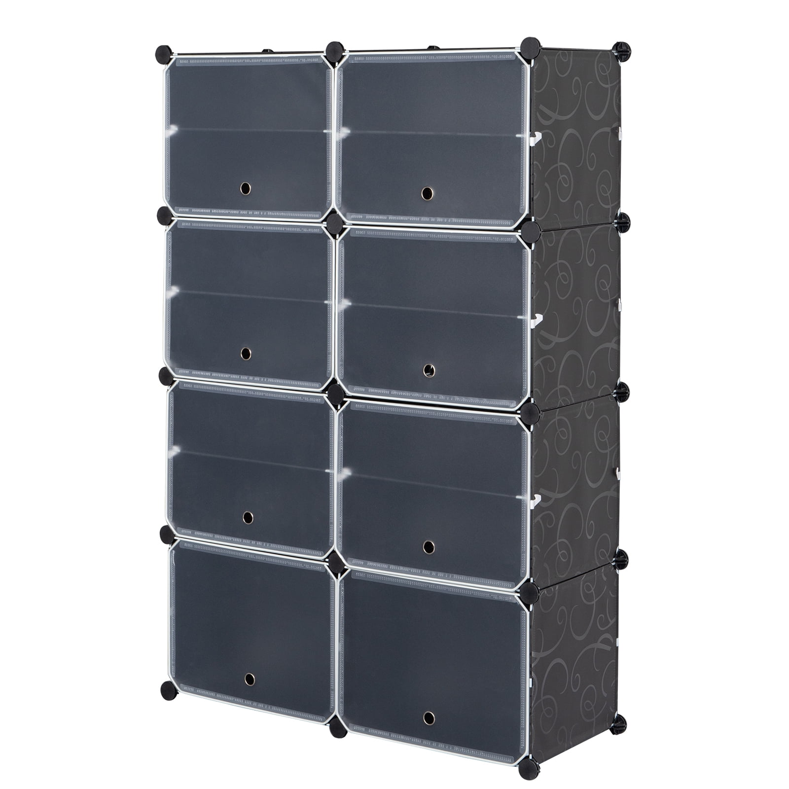Black Pattern Shoe Cabinet, 7 Tiers Transparent Shoe Rack Organizer, 14 ...