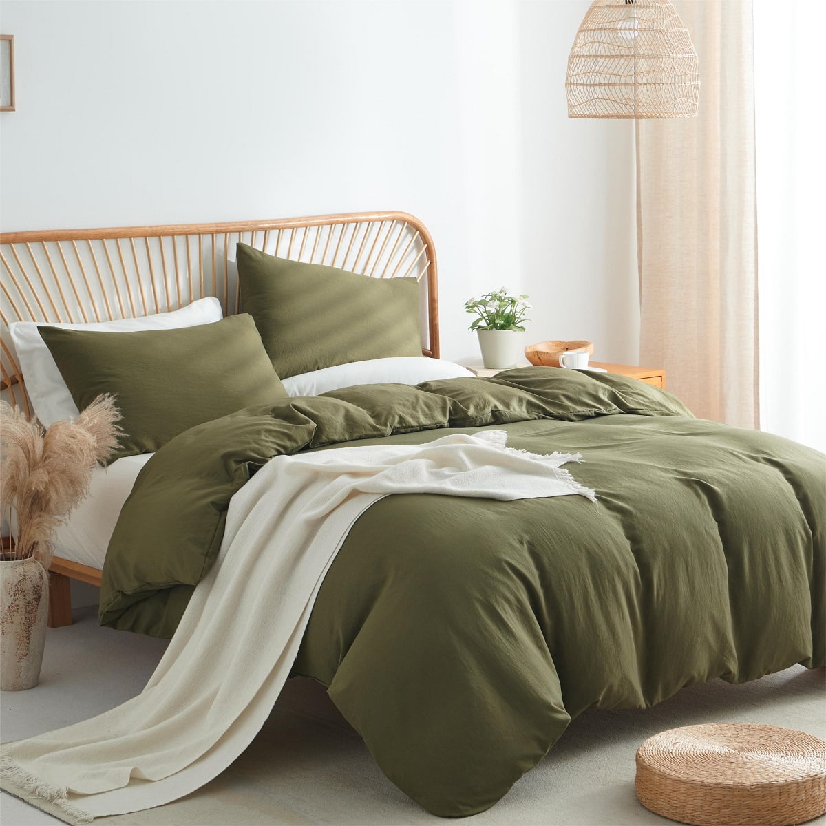 Click here for Nayoroom 3 Pieces Washed Cotton Ultra Soft Olive G... prices