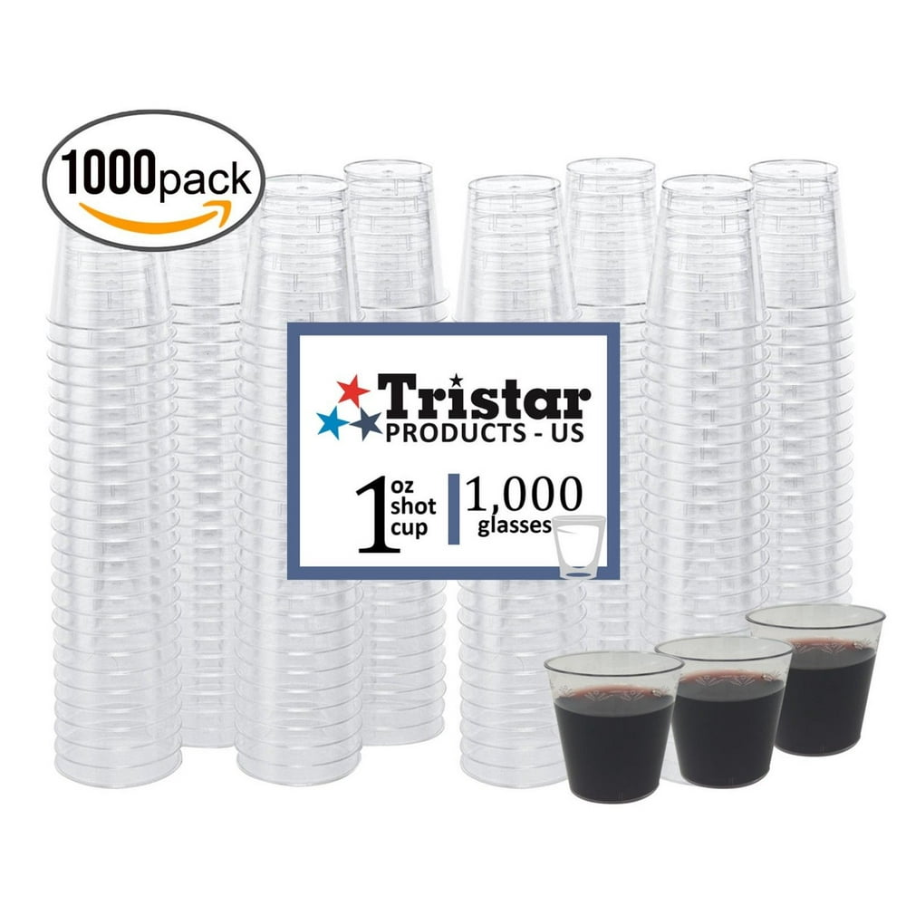 1000 Clear Plastic 1 Ounce Shot Glasses Cups Disposable Clear Durable Hard Plastic Tasting