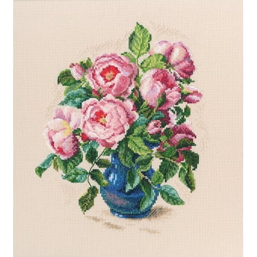 Yellow Rose Counted Cross Stitch Kit, 4" x 4", 14 Count - Walmart.com