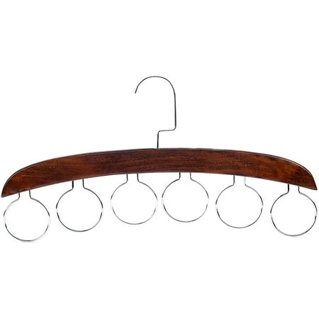 Wooden Tie Hanger 6 Ring Silk Scarf Belt Racks Closet Organizer Storage ...